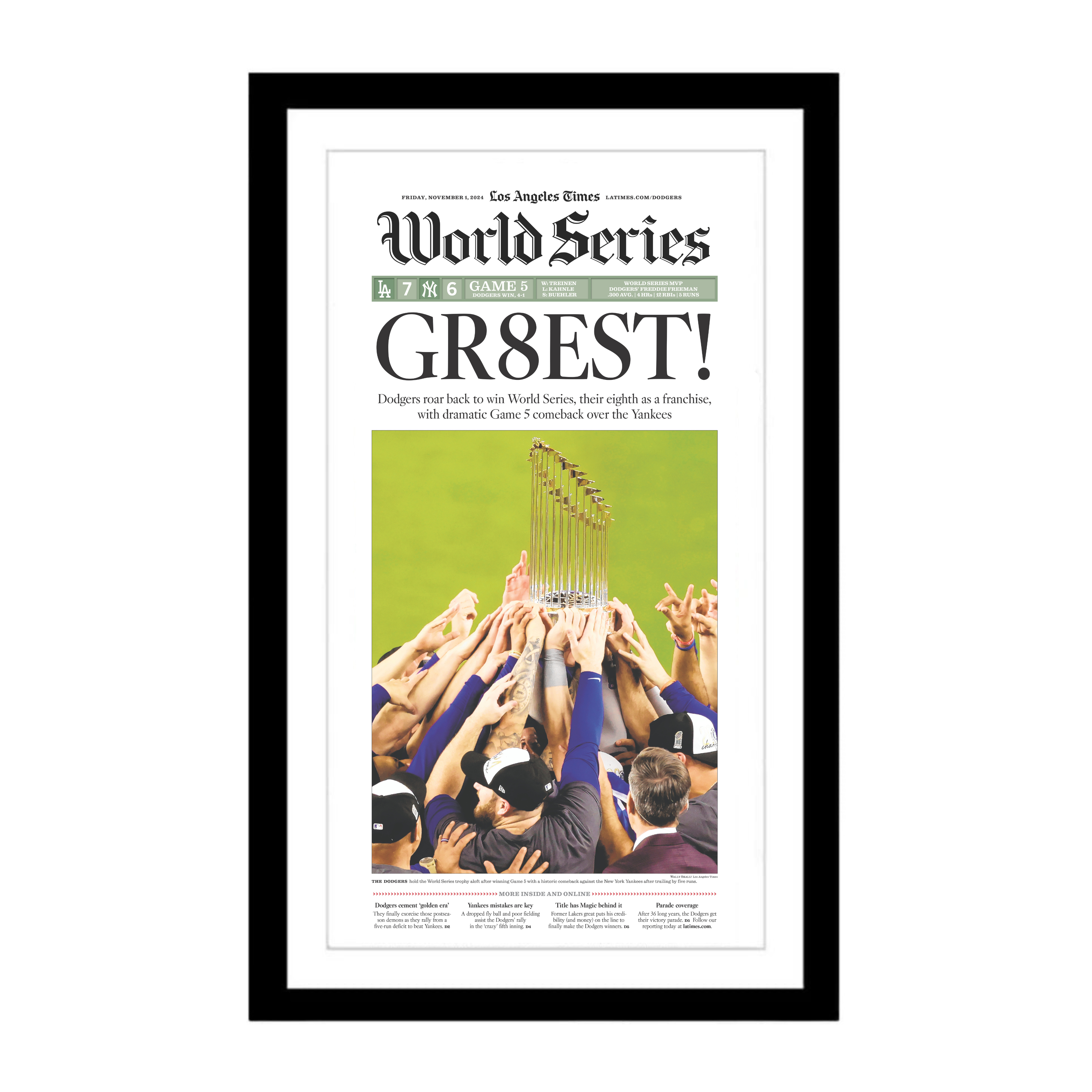Dodgers Win the World Series 11/1/24 Sports Page Print – Shop LA Times