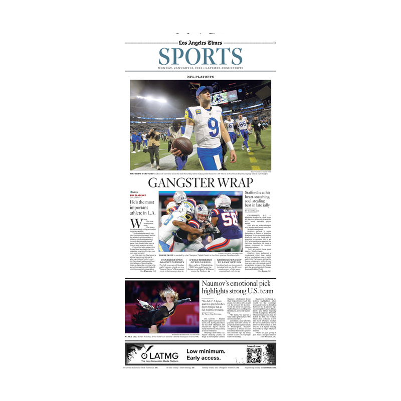Rams Make the Playoffs 1/12/26 paper – Shop LA Times